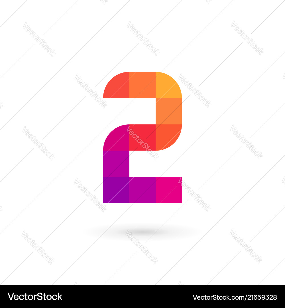 Number 2 mosaic logo icon design template elements