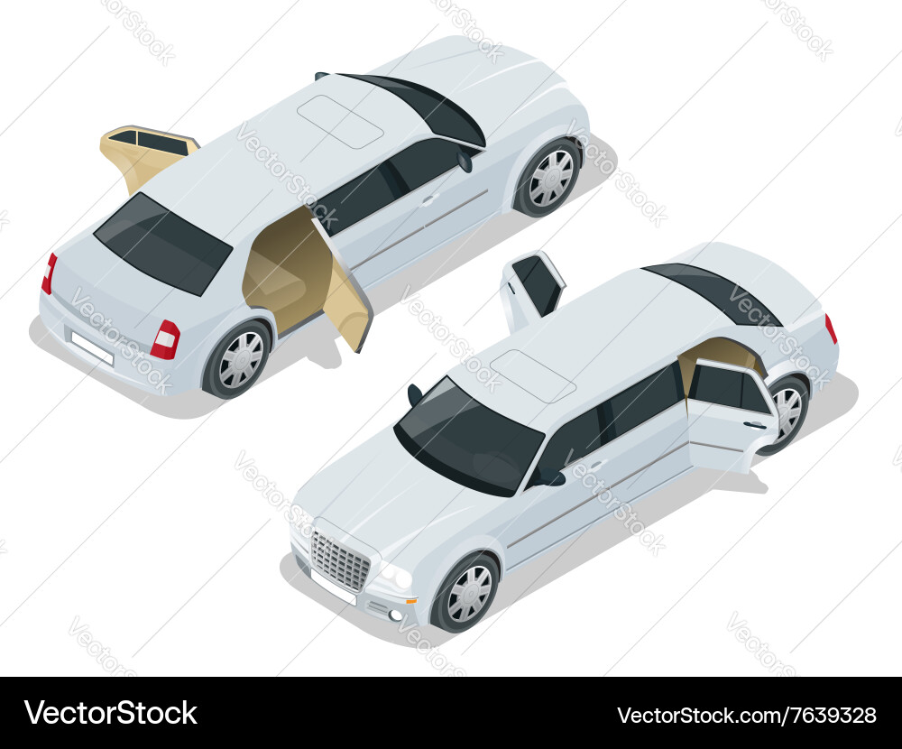 White limousine with open doors vip car Royalty Free Vector