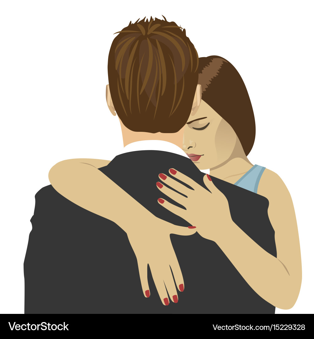 Young woman hugs the man with sad expression Vector Image