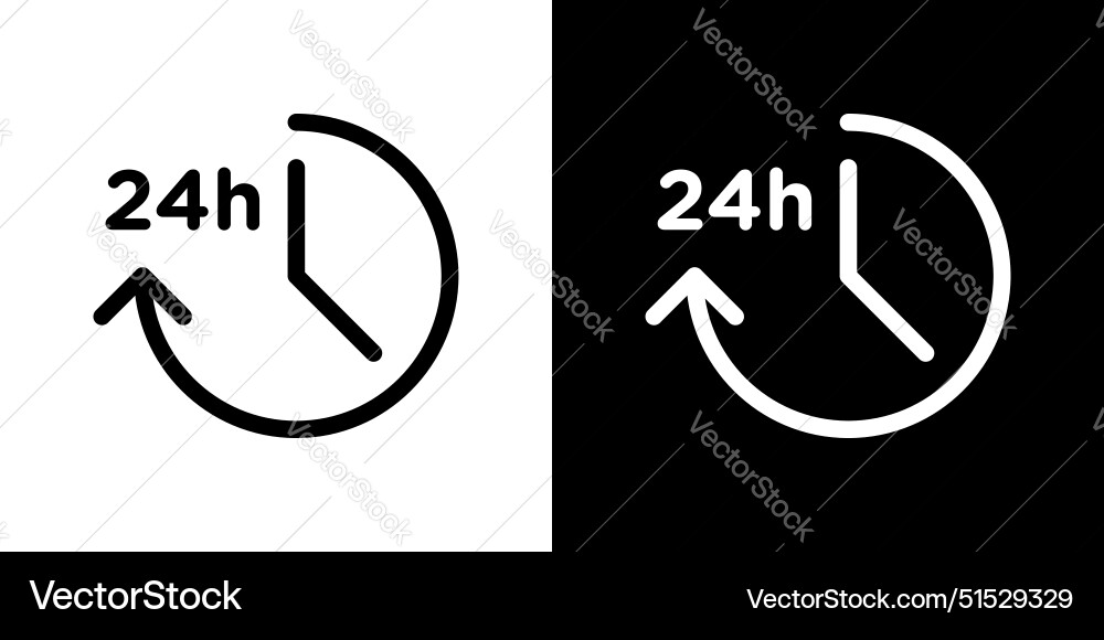24 hrs icon set 24h service symbol open twenty Vector Image