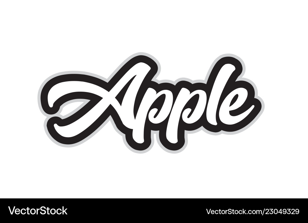 Black and white apple hand written word text Vector Image