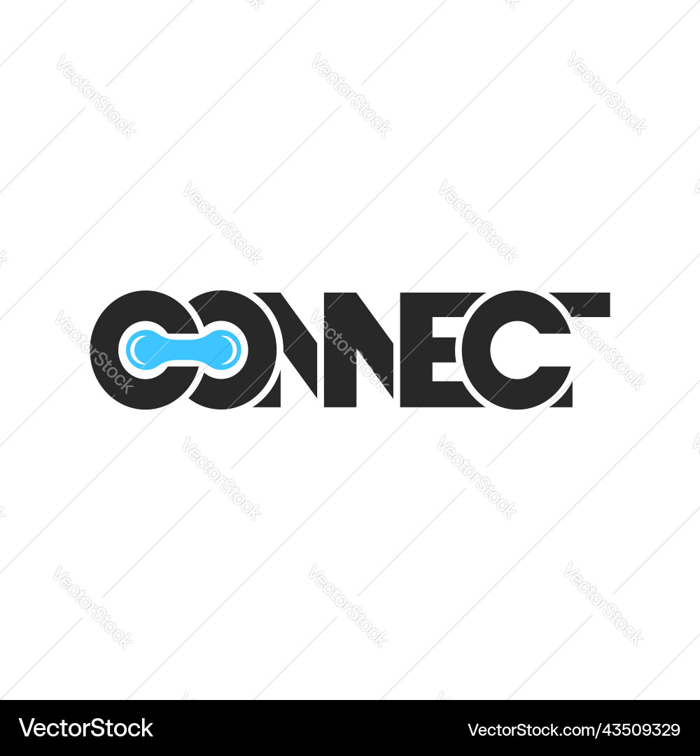 Connect word logo with chain link technology Vector Image