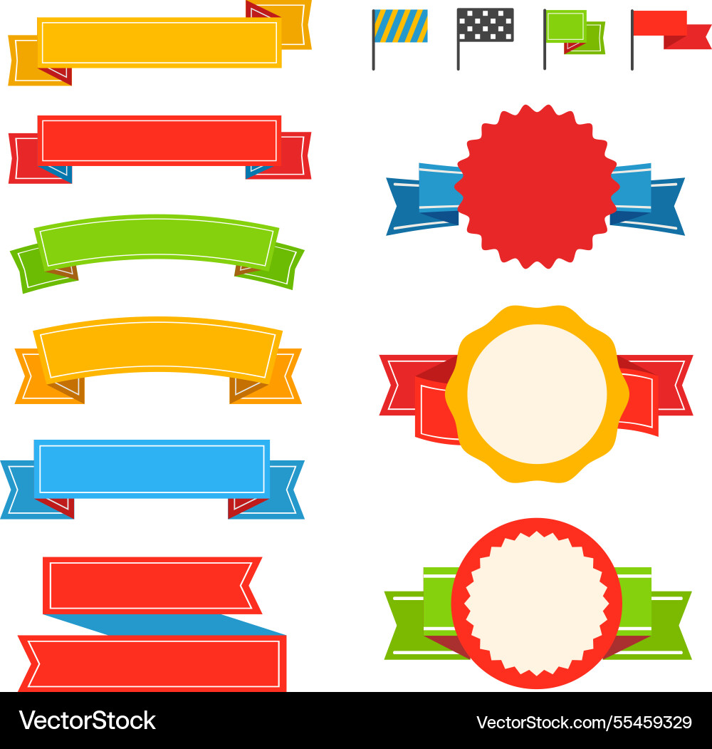 Different vintage ribbons set isolated on white Vector Image