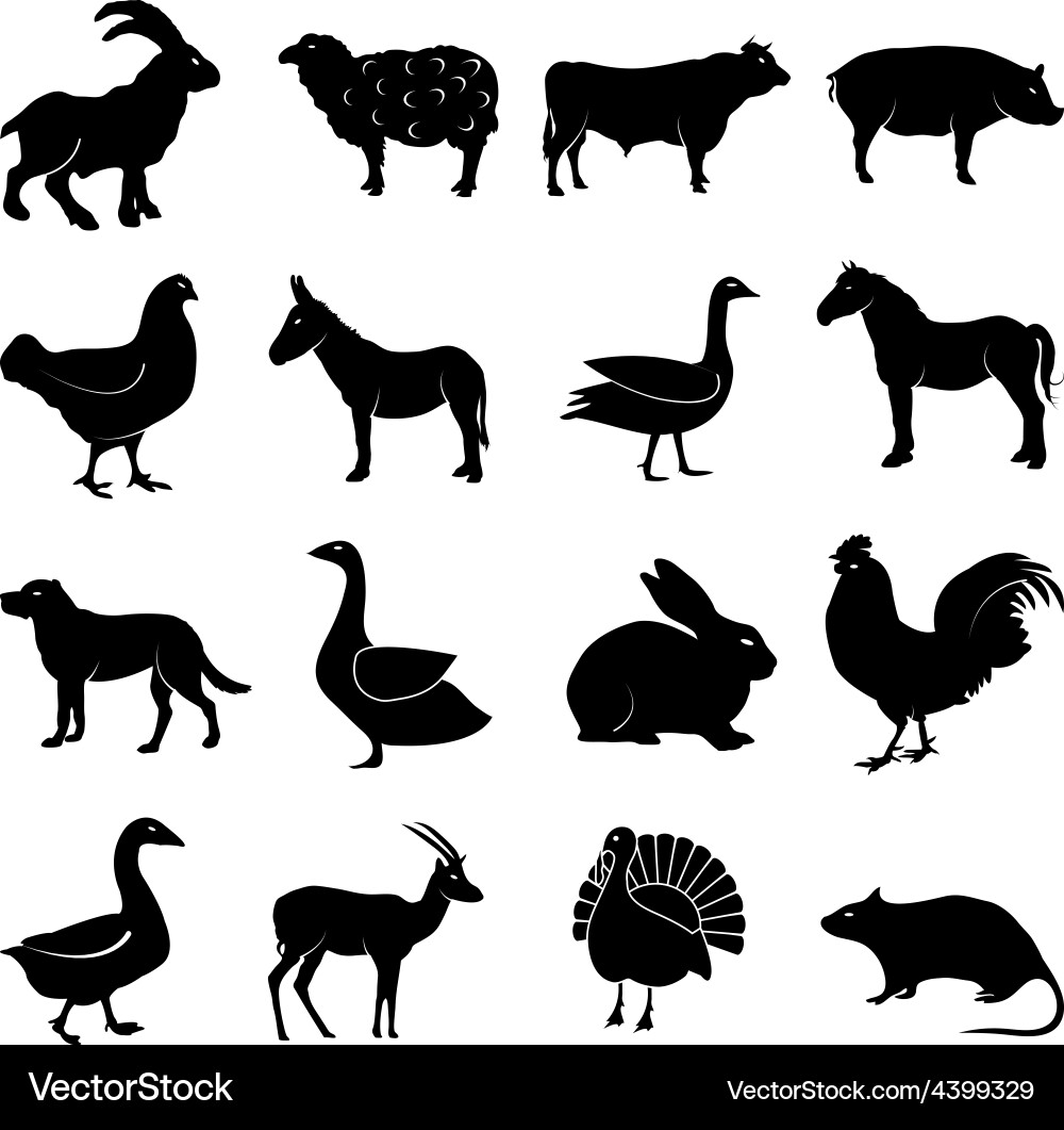 Farm animals icons set Royalty Free Vector Image