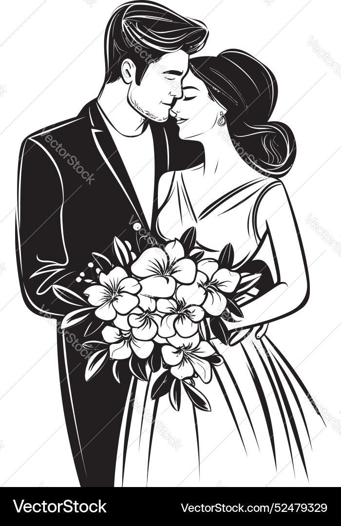 Forever lovebirds bride and groom iconic emblem Vector Image