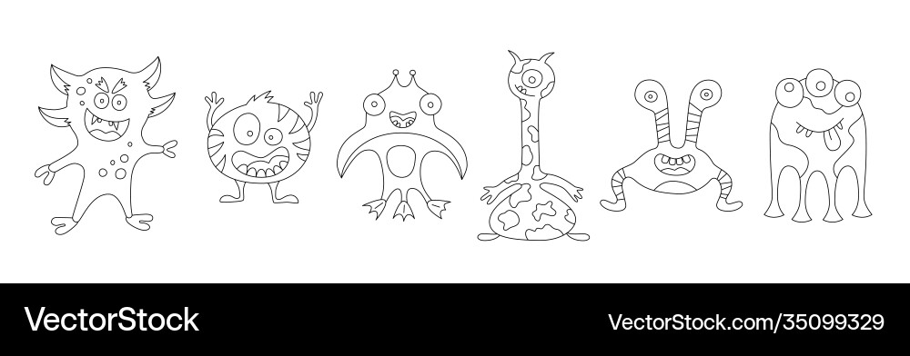 Funny monsters set elements in cartoon style Vector Image