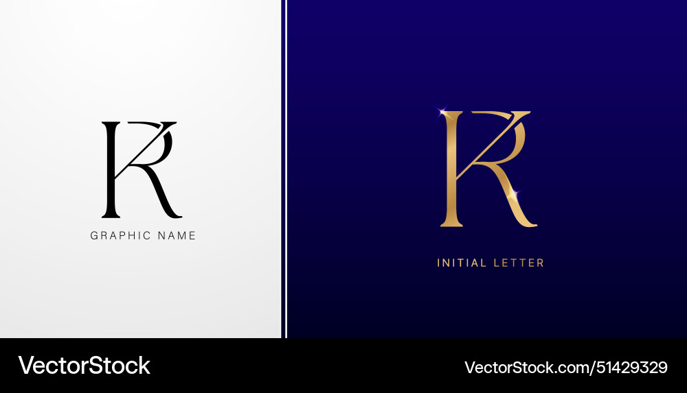 Kr or rk initials letters monogram logos designs Vector Image