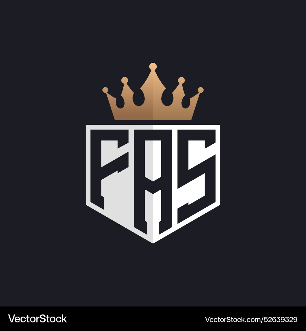 Luxury fas logo with crown elegant initials Vector Image