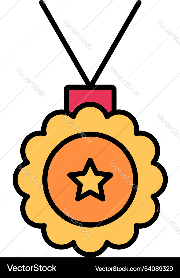 Medallion line filled icon design Royalty Free Vector Image