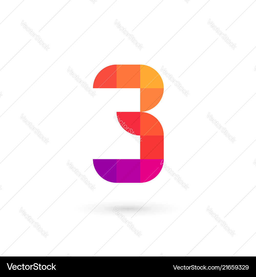 Number 3 mosaic logo icon design template elements