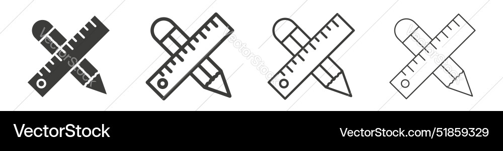 Pencil and ruler icon set school measure Vector Image