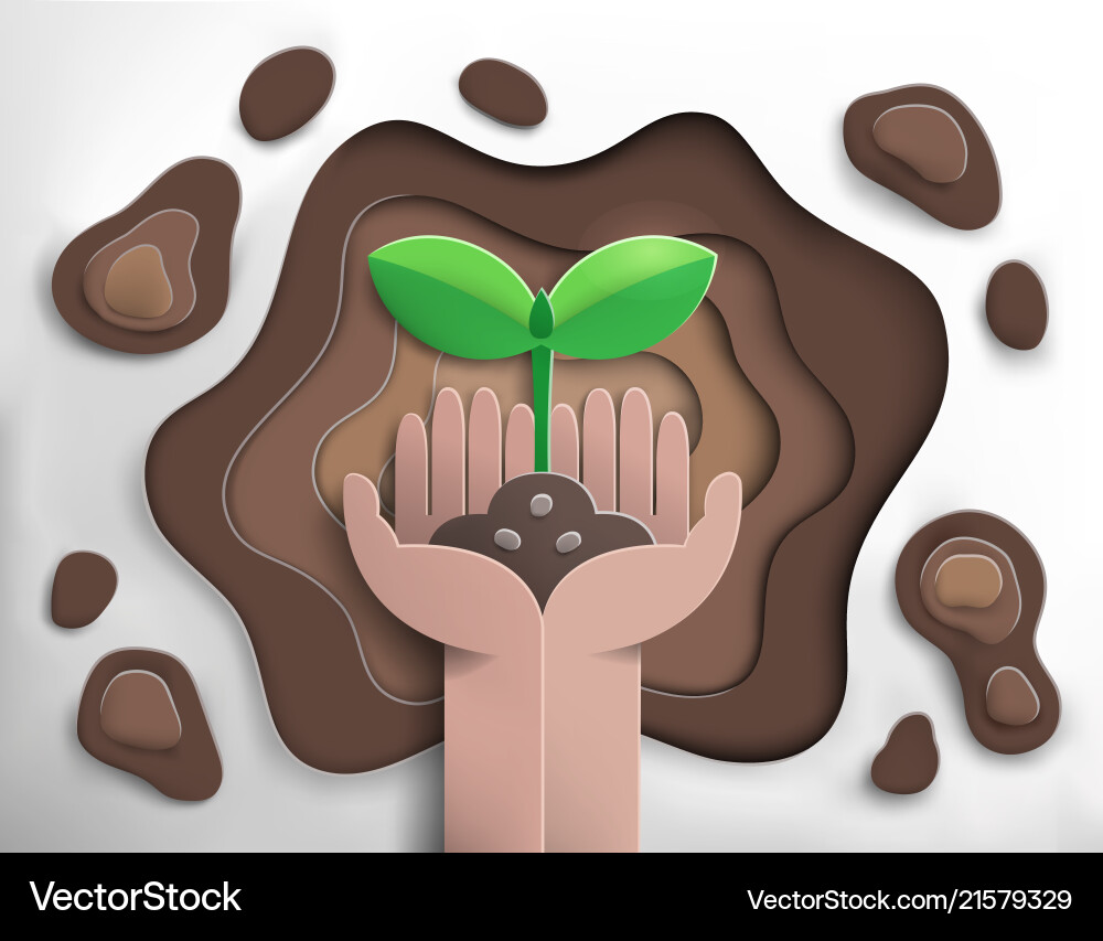 Planting sprout paper art Royalty Free Vector Image