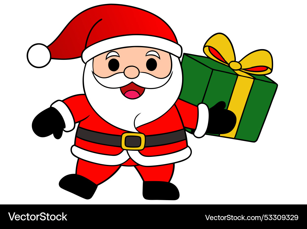 Santa claus present a gift box Royalty Free Vector Image