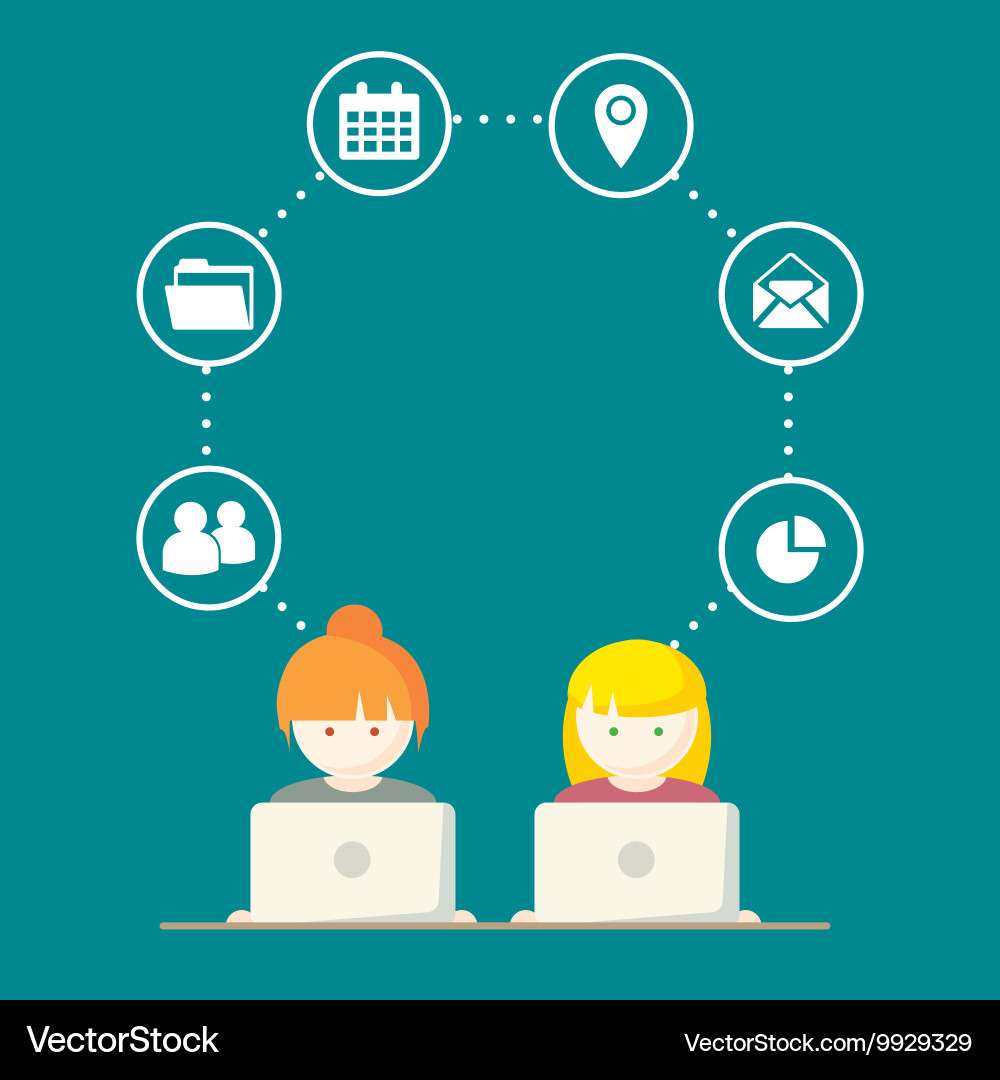 Social media network people with computers Vector Image