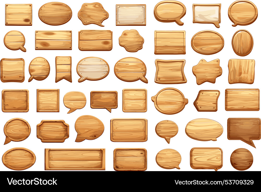 Holz Sprachblasen Cartoon Set Quadrat Lizenzfreier Vektor