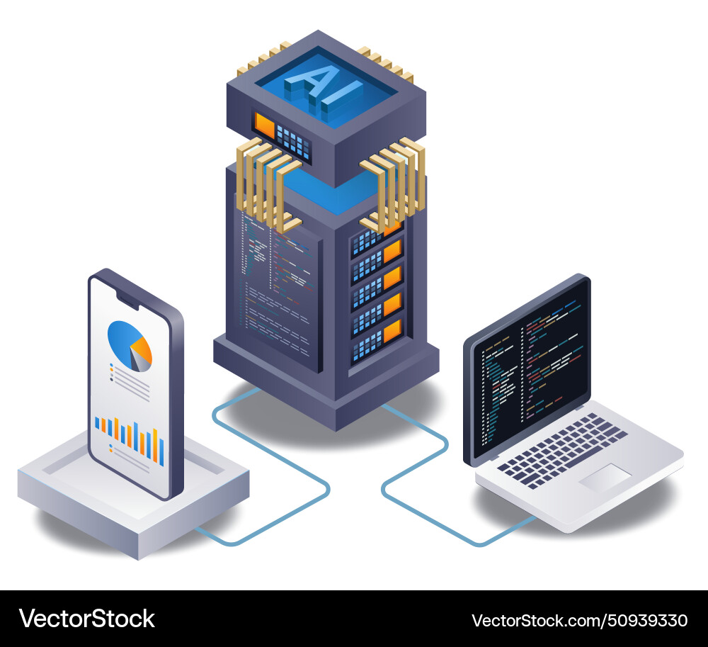 Artificial intelligence smartpon analyst cloud Vector Image