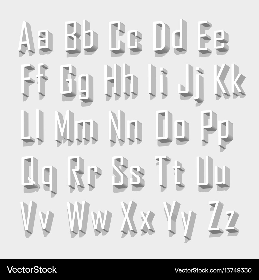 Font 3d set letter Royalty Free Vector Image - VectorStock