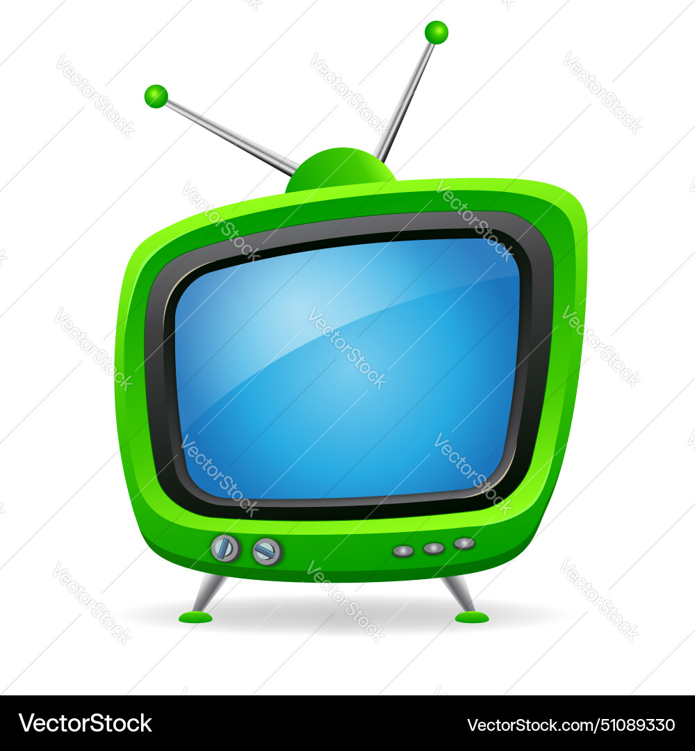 Funky green retro tv set Royalty Free Vector Image