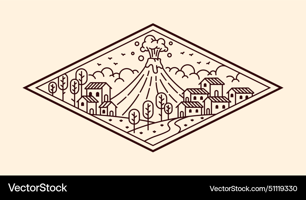 Nature landscape line art template Royalty Free Vector Image