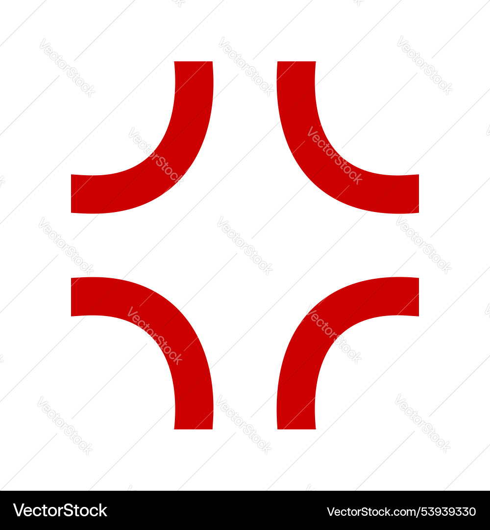 Red cross-popping veins symbol anger Royalty Free Vector