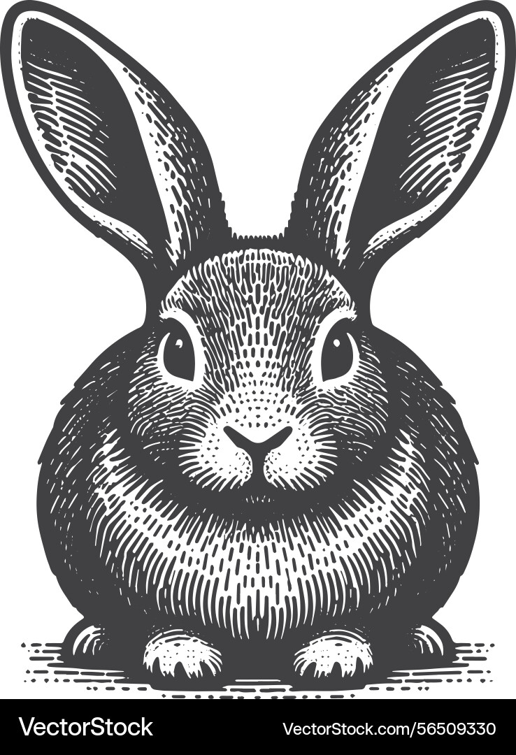 Simple jackrabbit front view icon design vintage Vector Image