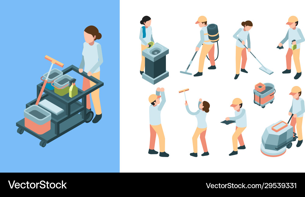 Cleaning industry isometric industrial Royalty Free Vector