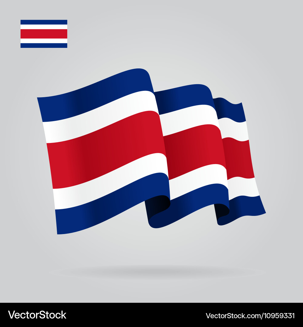 Costa rican waving flag Royalty Free Vector Image