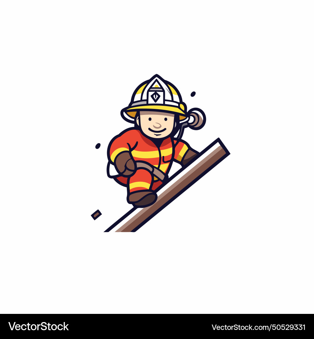 Firefighter with ladder of fireman in uniform Vector Image