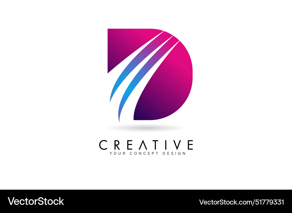 Letter d logo design in purple blue colors Vector Image