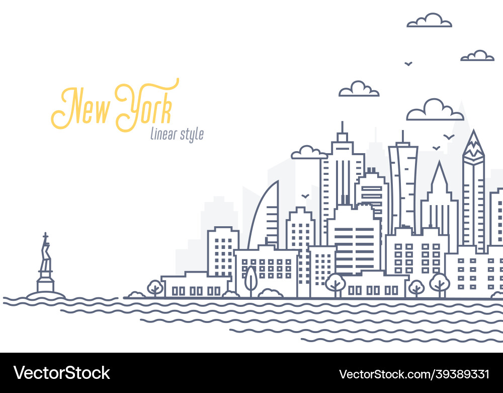 New york city landscape template thin line Vector Image