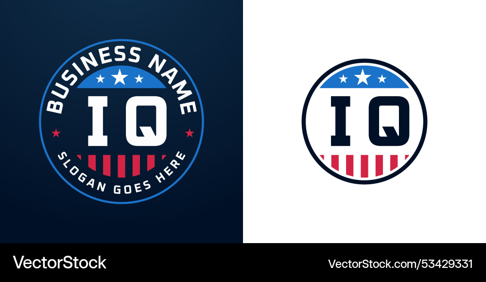 Patriotic iq logo design letter Royalty Free Vector Image