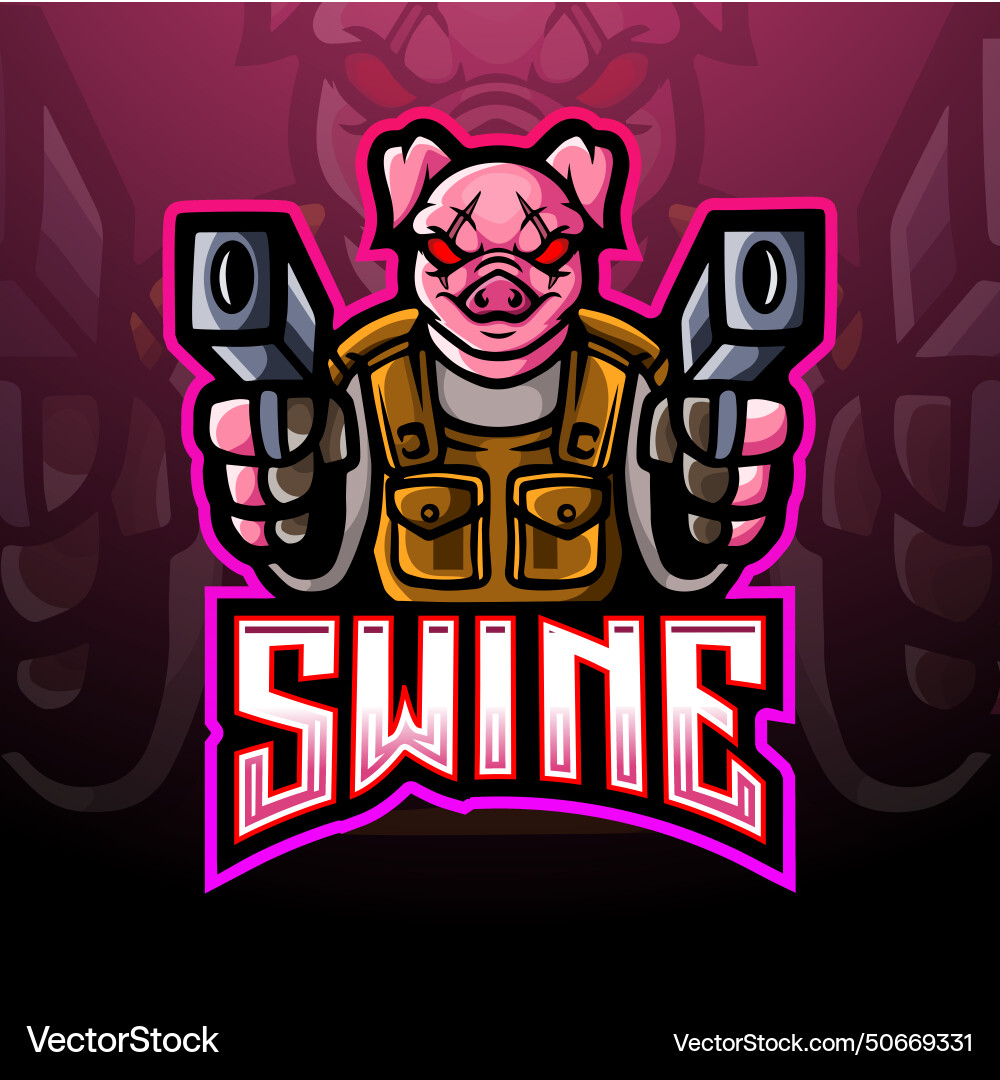 Pig esport logo mascot design Royalty Free Vector Image