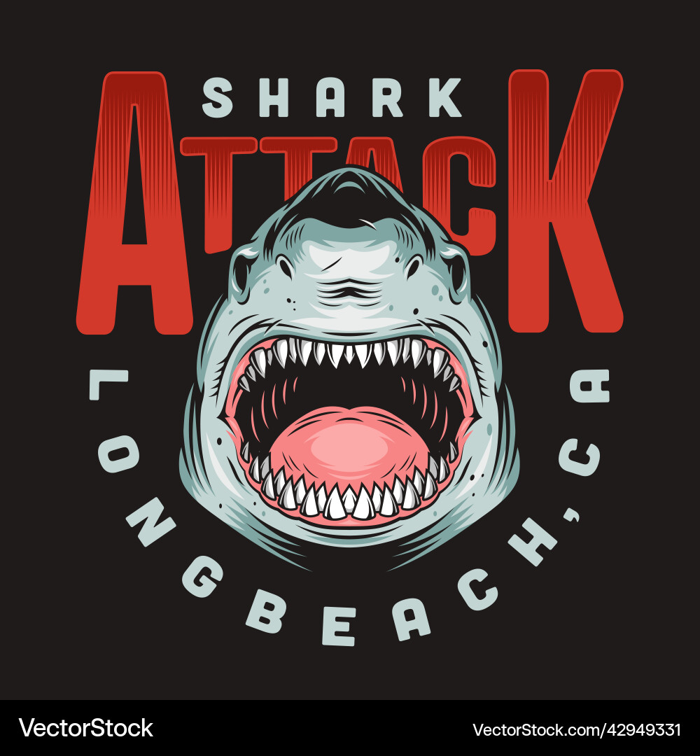 Shark Attack Poster - Retro Style Royalty Free Vector Image