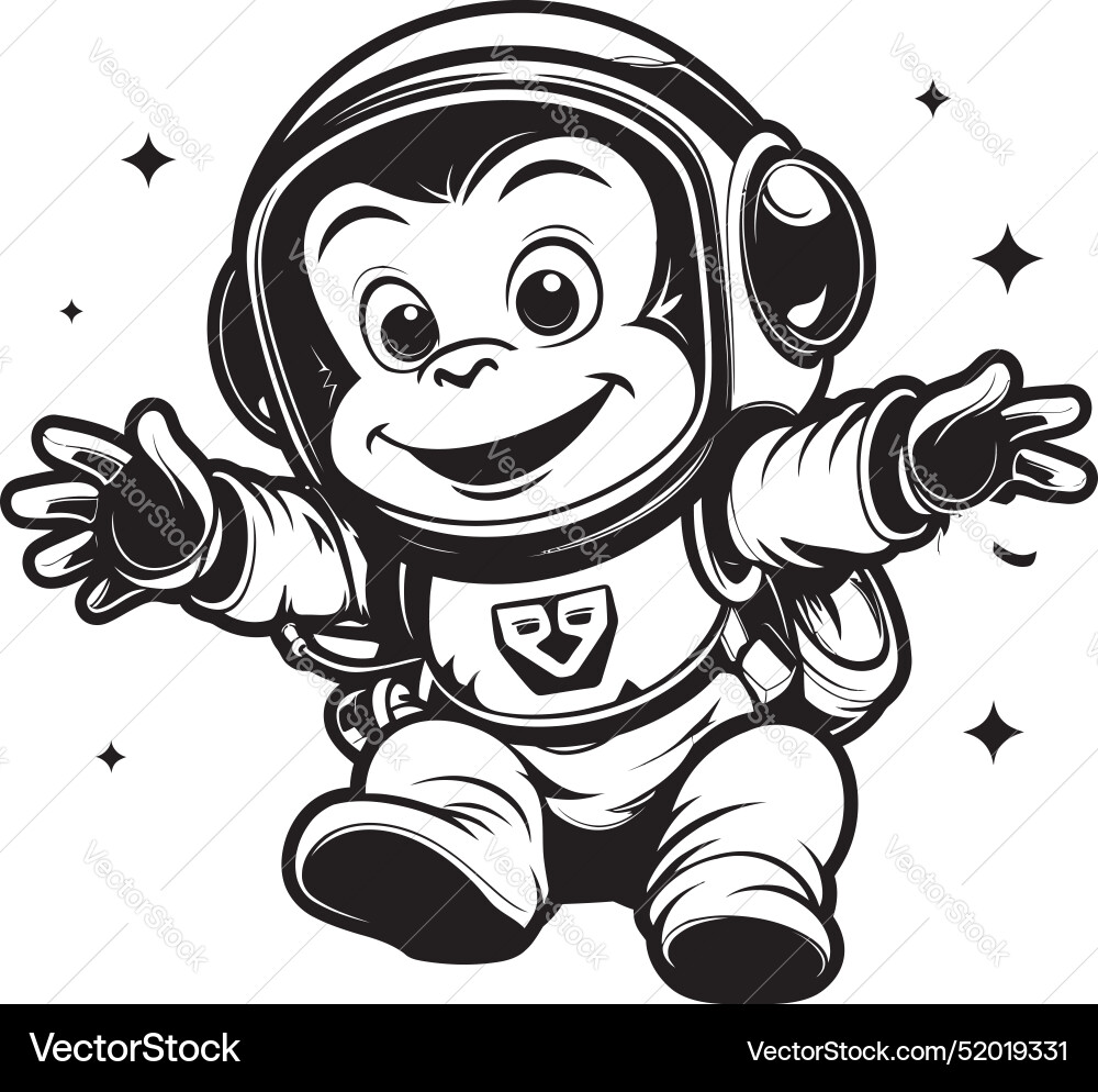 Spacefaring simian odyssey astronaut icon Vector Image
