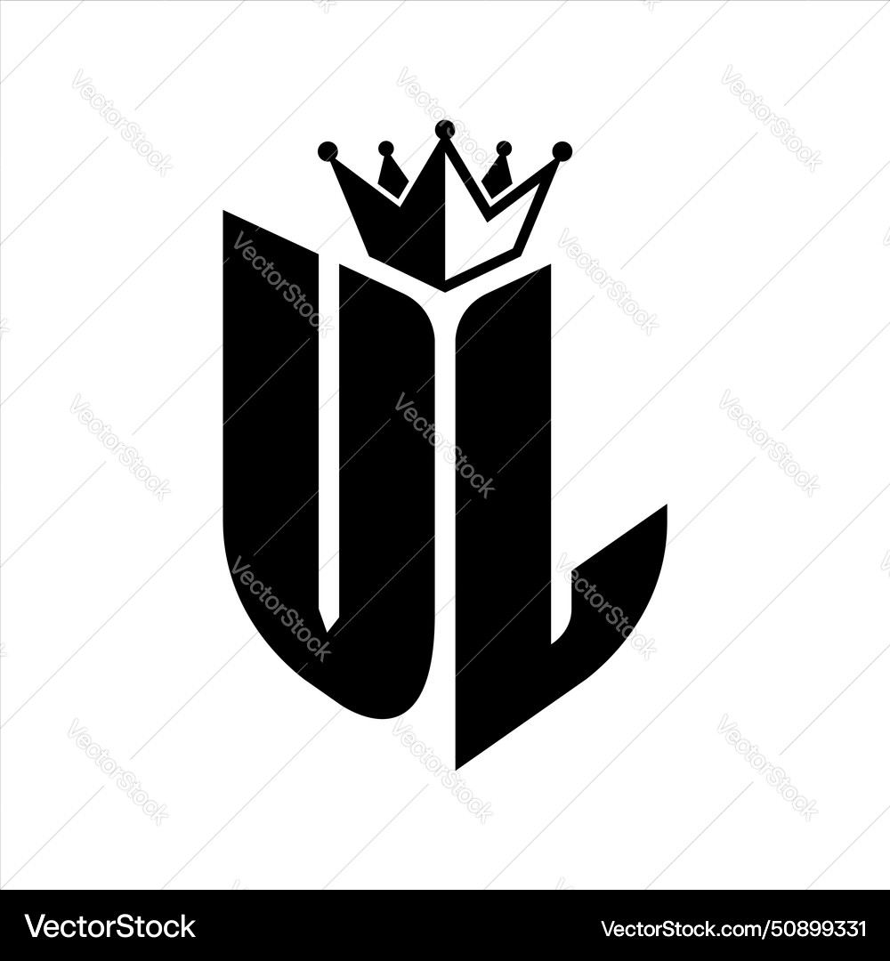 Vl letter monogram with shield shape crown Vector Image