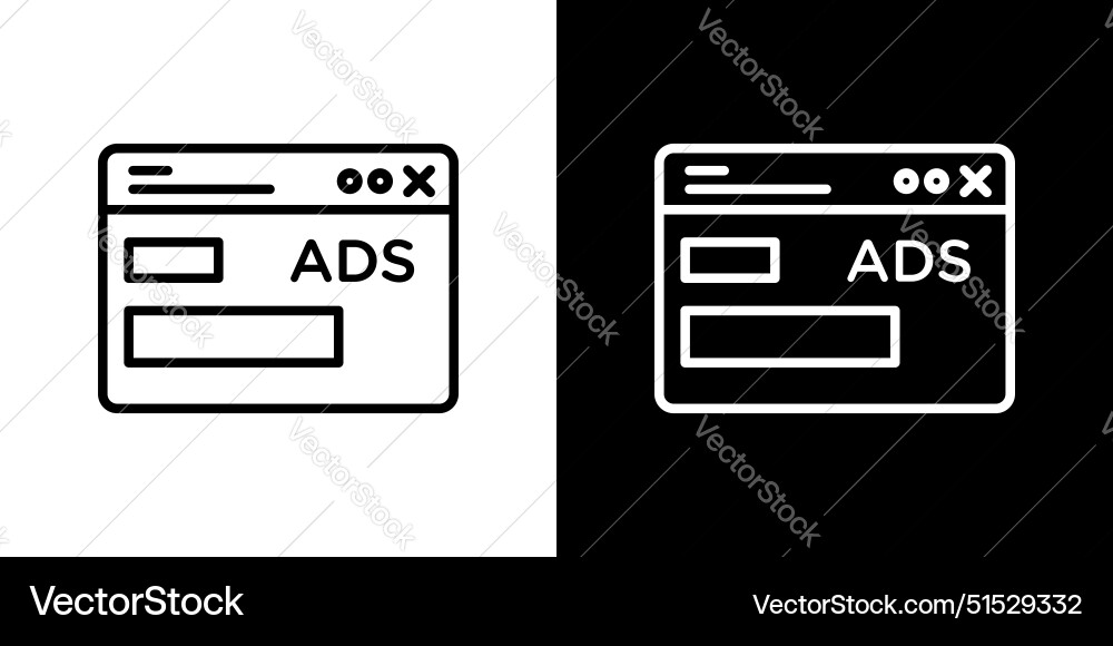Ad icon set social media ppc paid advertising Vector Image