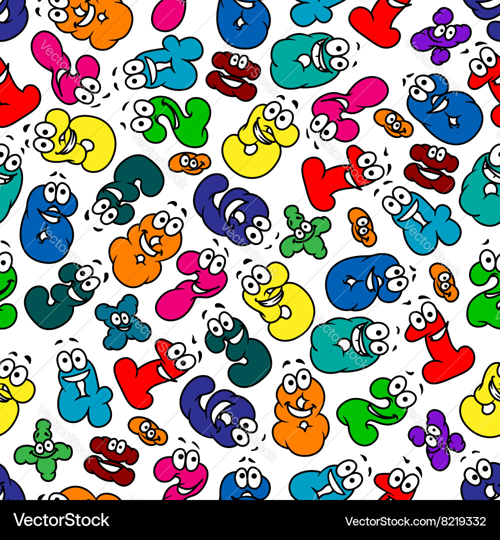Cartoon bubble numbers seamless pattern Royalty Free Vector