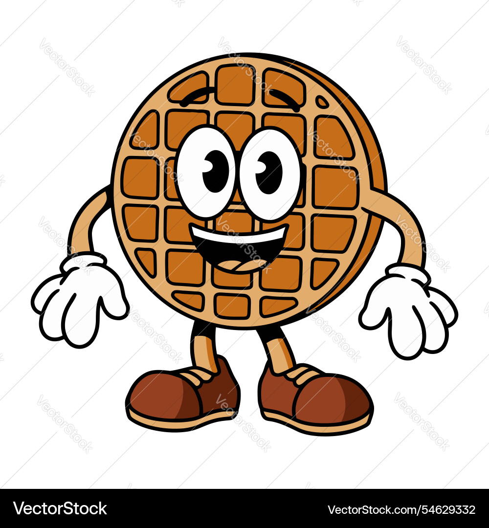 Cute Waffle Cartoon Character Royalty Free Vector Image