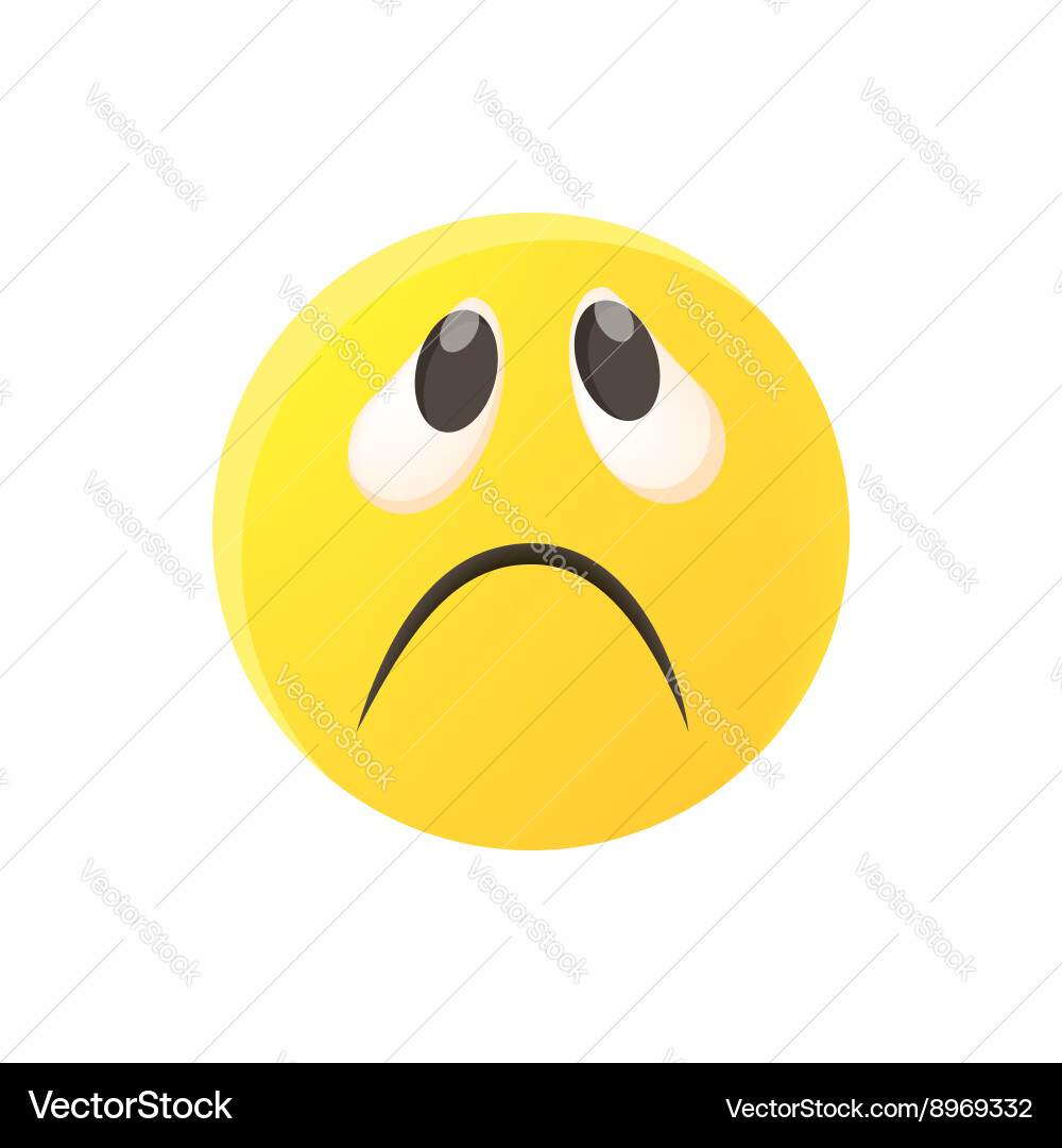Sad emoticon icon cartoon style Royalty Free Vector Image