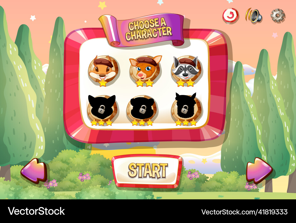 Animal collecting game template Royalty Free Vector Image