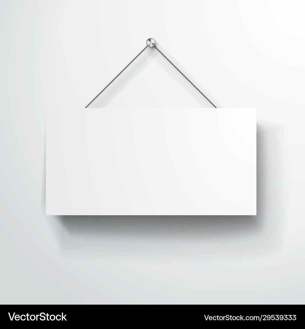 Blank white hanging empty mockup sign Royalty Free Vector