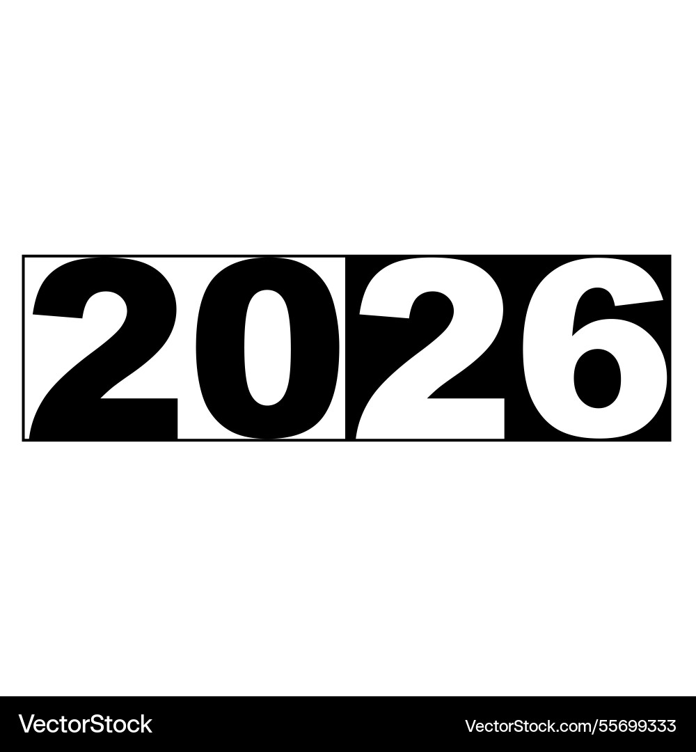 Bold black and white 2026 modern 2026 year simple Vector Image