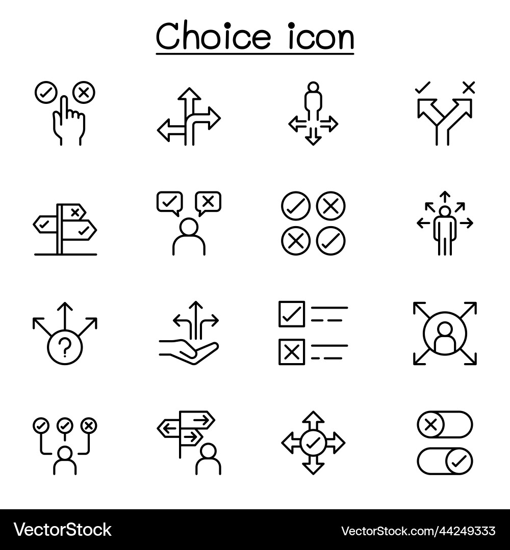 Choice icon set in thin line style Royalty Free Vector Image