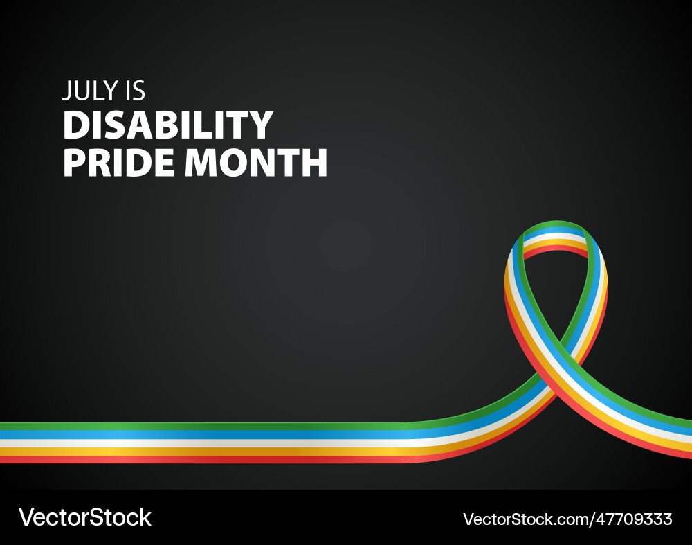 Disability pride month awareness ribbon on black Vector Image