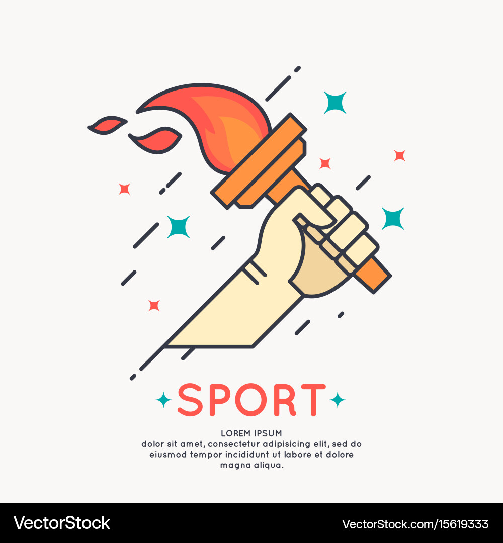 Hand with a burning torch for sports Royalty Free Vector