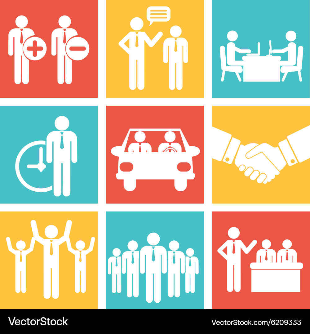 Human resources and management icons set Vector Image