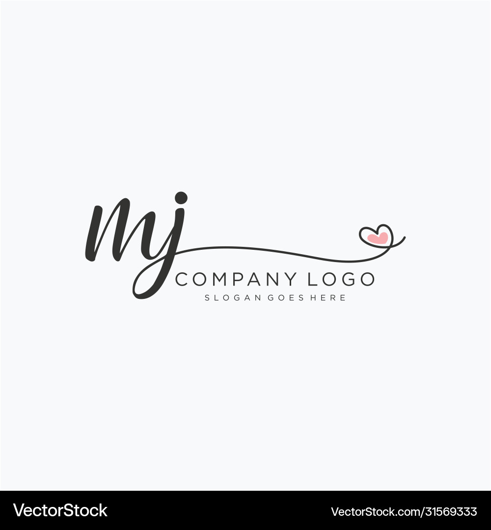 Mj initial handwriting logo design Royalty Free Vector Image