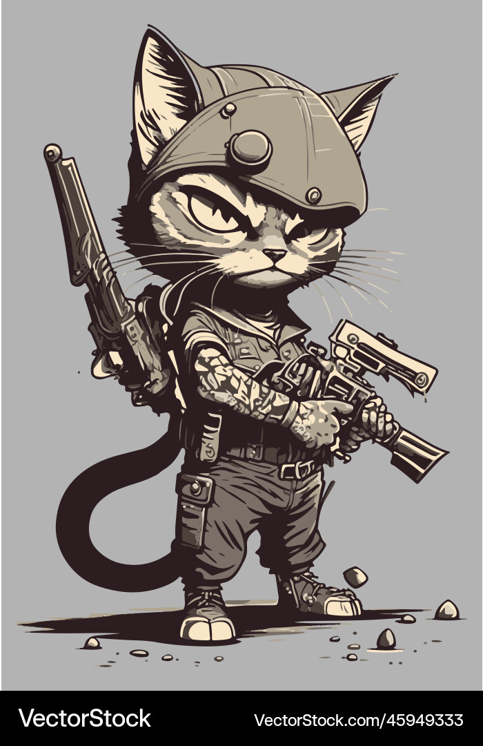 Cat With Gun Wallpaper