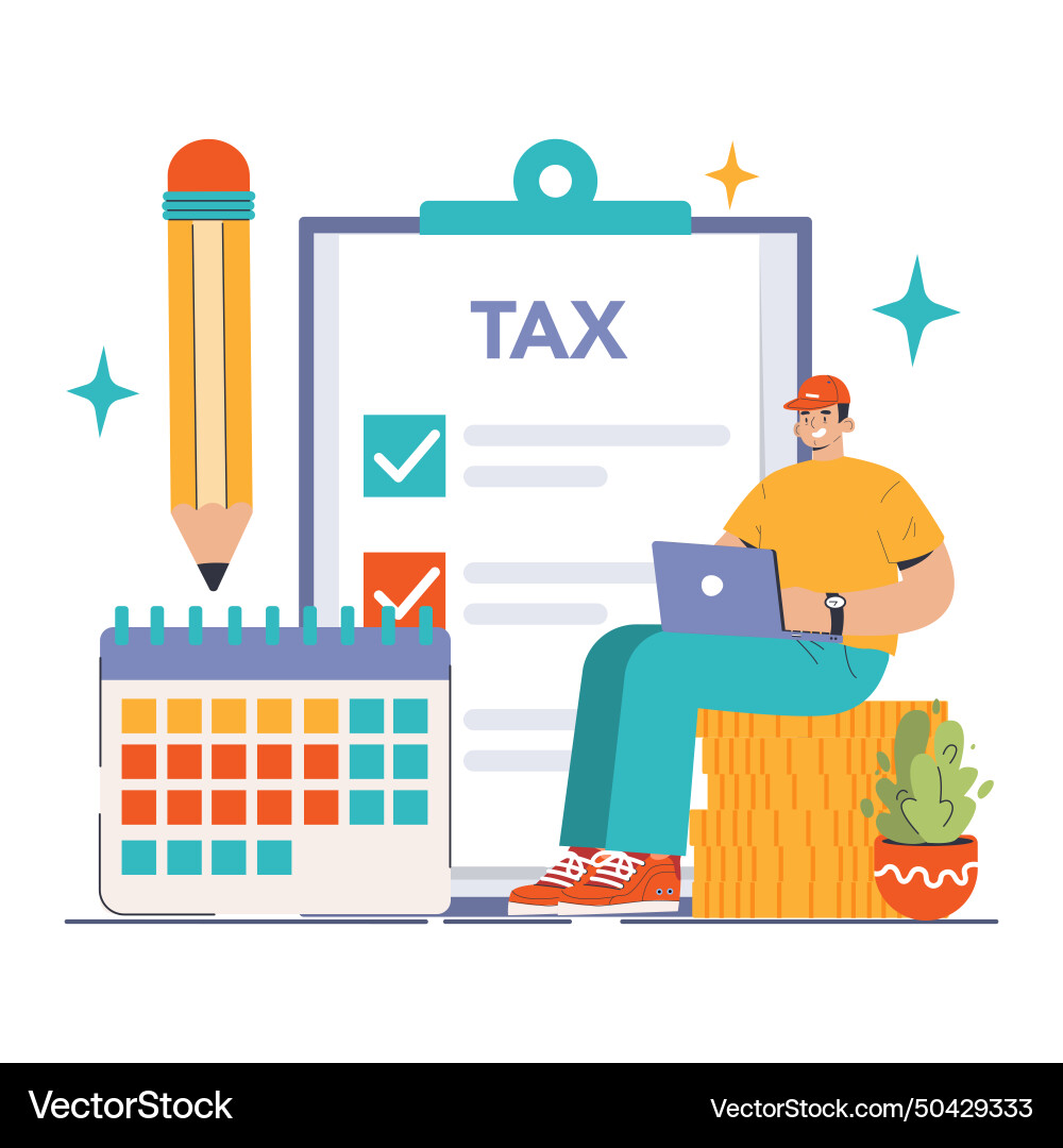 Streamlined tax planning concept flat Royalty Free Vector