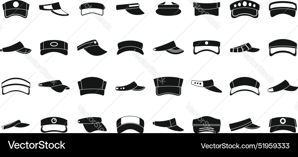 Visor cap icons set of various professional Vector Image